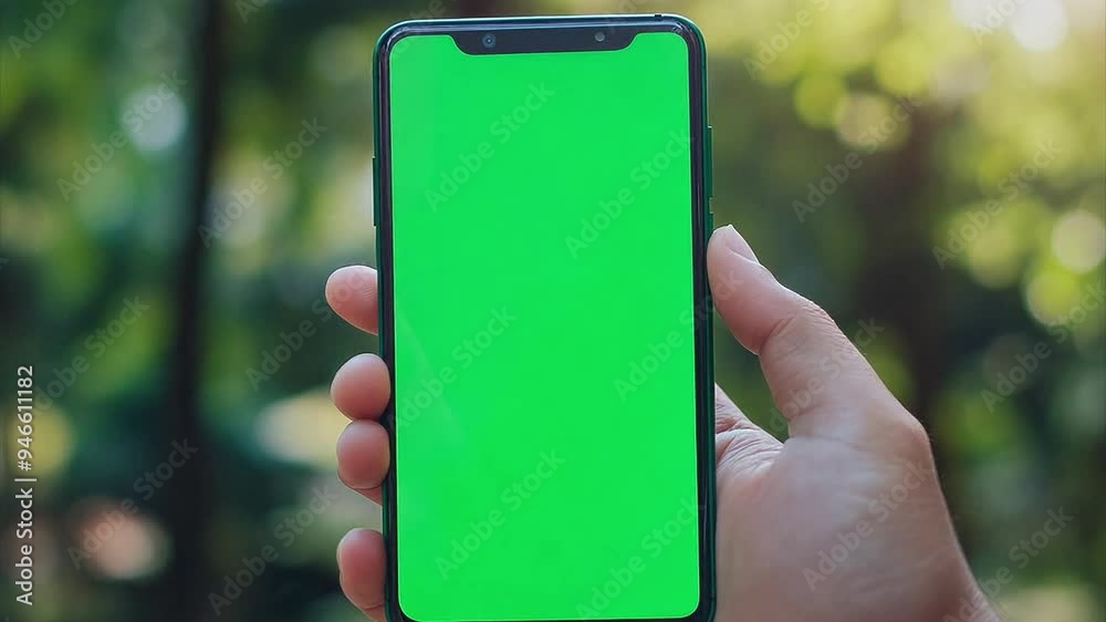 POV zooming in on close up of smartphone held in man's hand with a ...