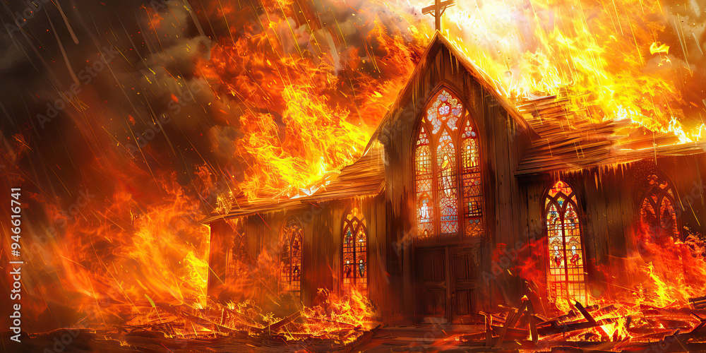 Inferno's Fury: An abstract interpretation of a raging fire engulfing a ...