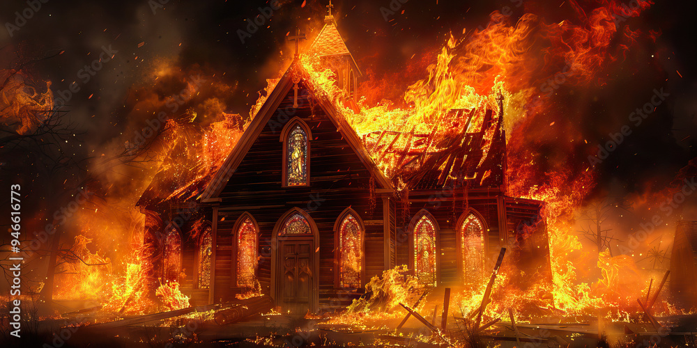 Inferno's Fury: An abstract interpretation of a raging fire engulfing a ...