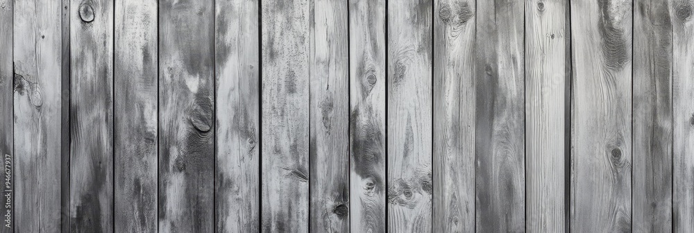 A weathered and rustic gray wood plank background. The planks are ...