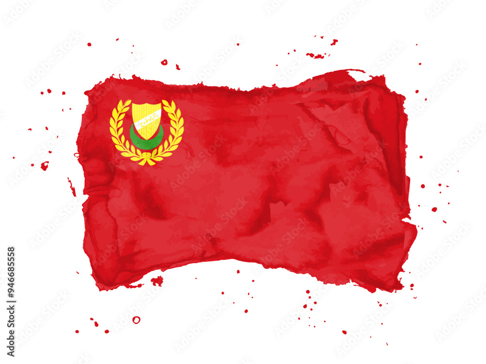 Flag of Kedah, brush stroke background. Flag State Kedah of Malaysia on ...