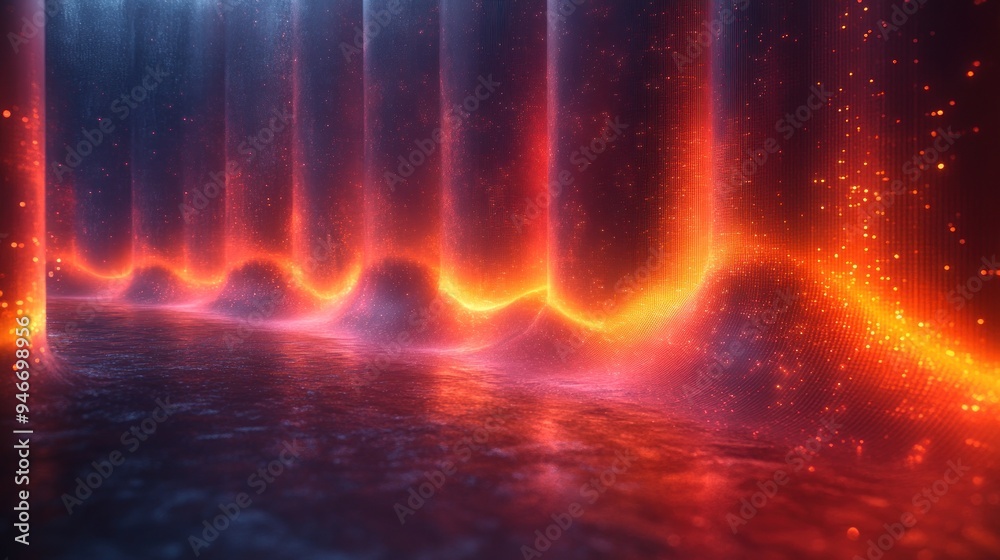 Infographic with a spectrum analyzer showing audio levels before and ...