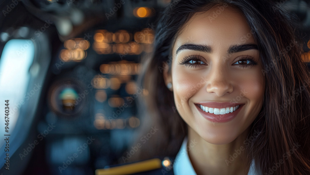 Latino Hispanic Woman Airline Pilot - pilot, woman, cockpit, airplane ...