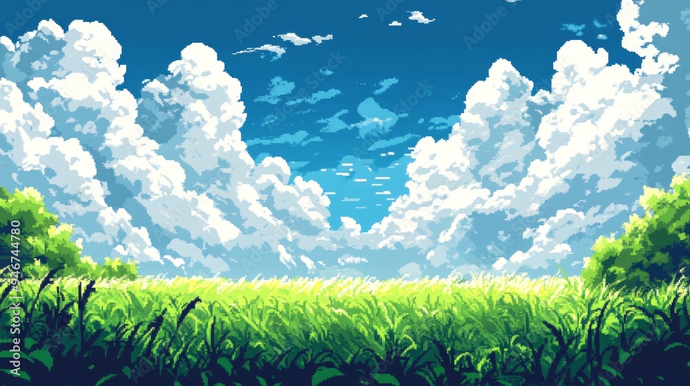 There is space in the middle of this pixel art game background for ...