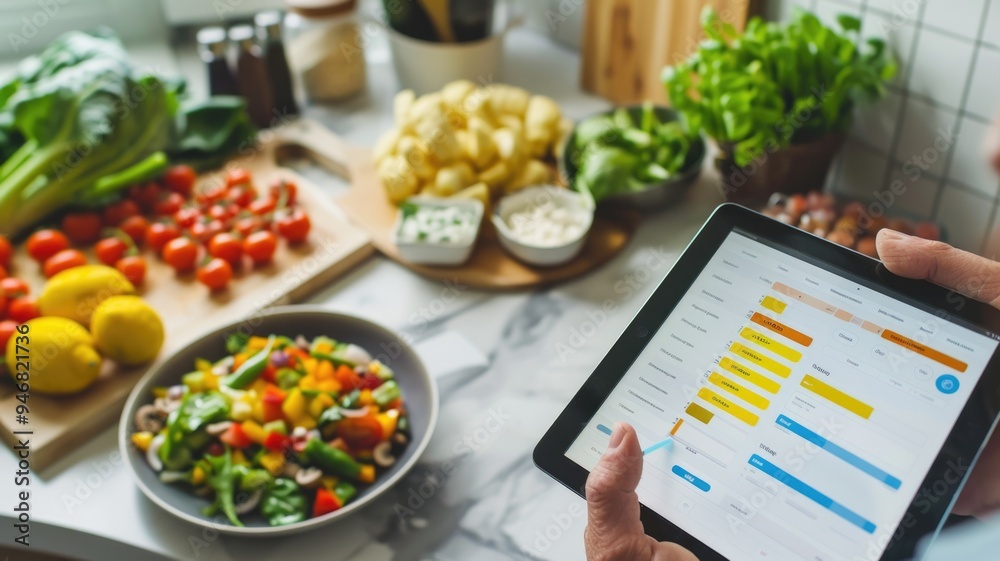 Foto de diet software interface on a tablet screen, highlighting a ...