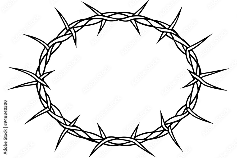 Jesus Christ Vector Line Art crown of thorns front view Stock Vector ...