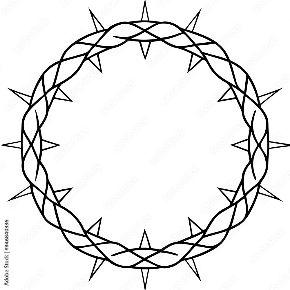 Jesus Christ Vector Line Art crown of thorns front view Stock Vector ...