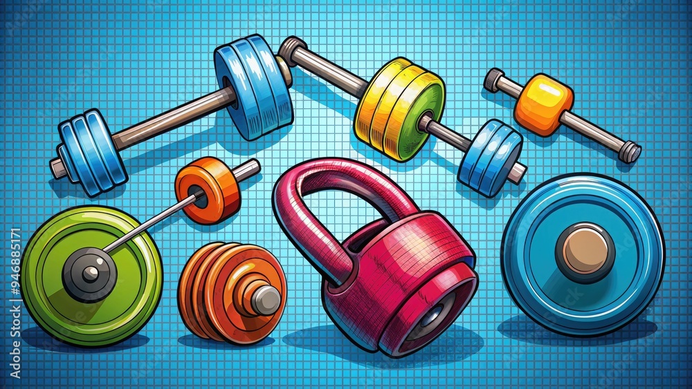 Foto de Colorful, hand-drawn illustrations of various weights ...