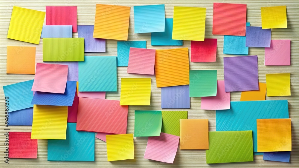 Colorful vector illustration of various sized sticky notes in different ...