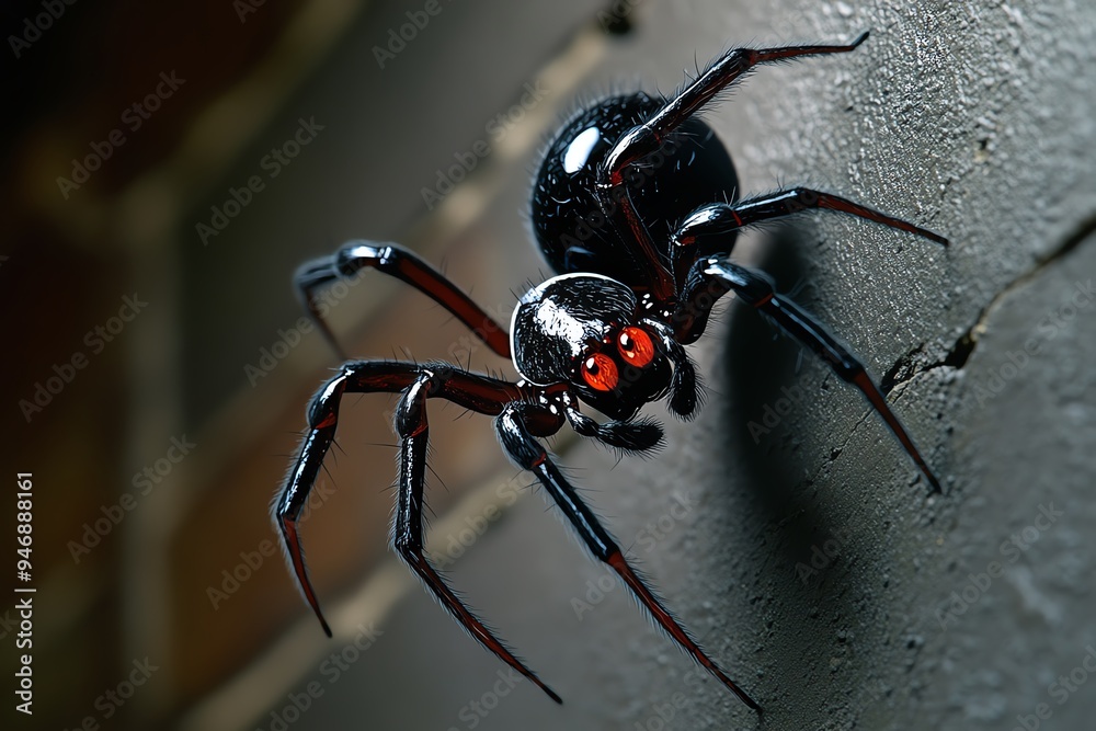 Spider climbing a wall indoors, depicted in an artwork that plays with ...