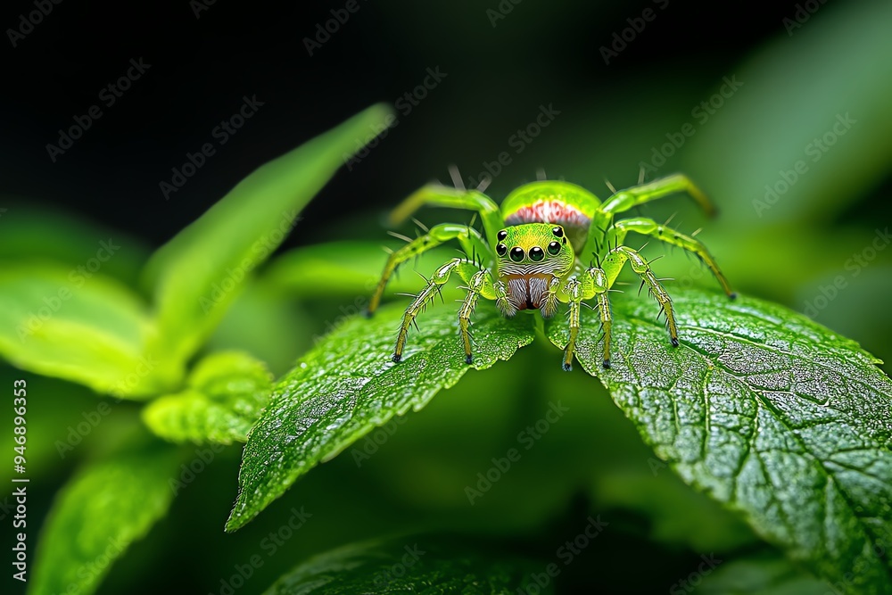 Spider in a dense forest, captured in a photo where the spider blends ...