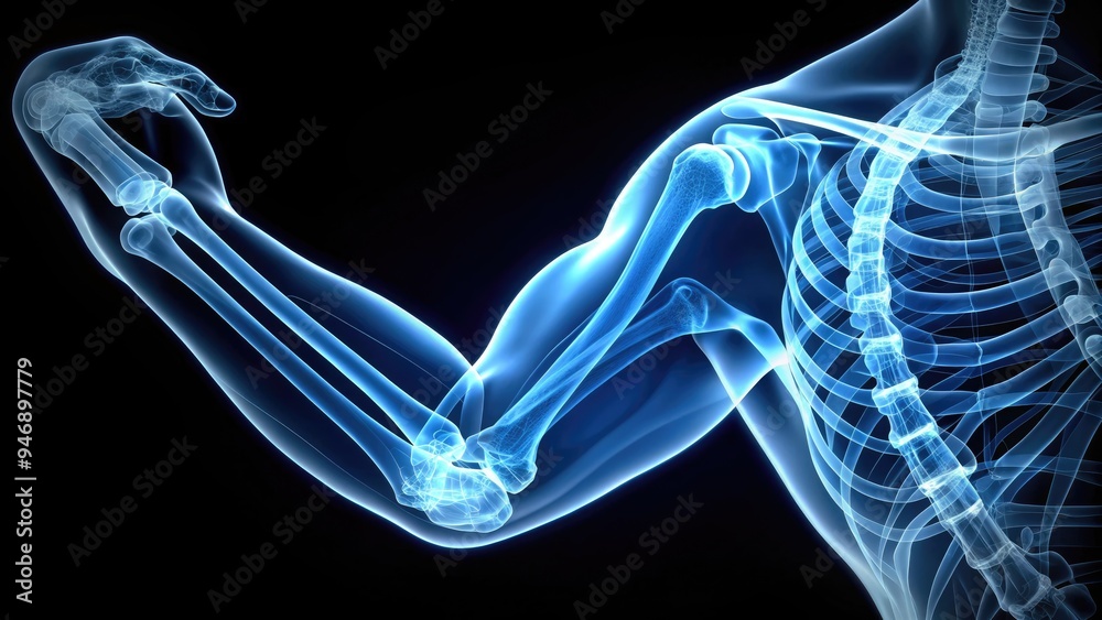 Poster Image radiographique détaillée de l'articulation du coude humain ...