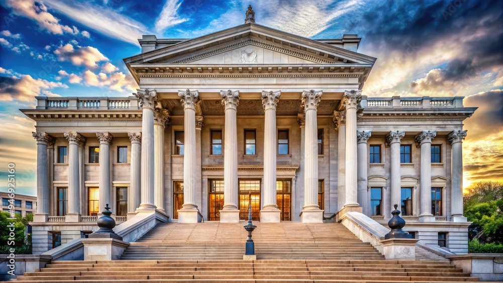 Majestic neoclassical architecture of a stately courthouse building ...