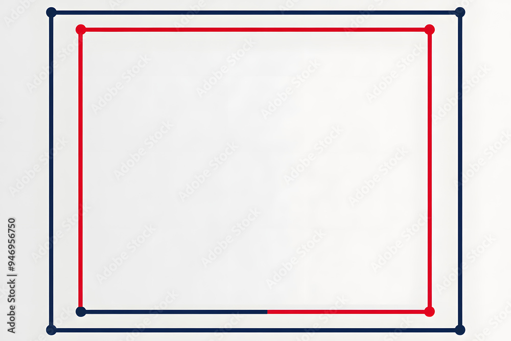 Red, white and blue border frame on a blank background A white square ...