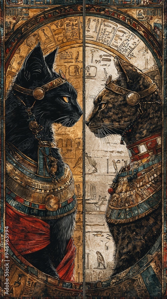 An artistic depiction of Pasht transitioning from her gentle form as ...