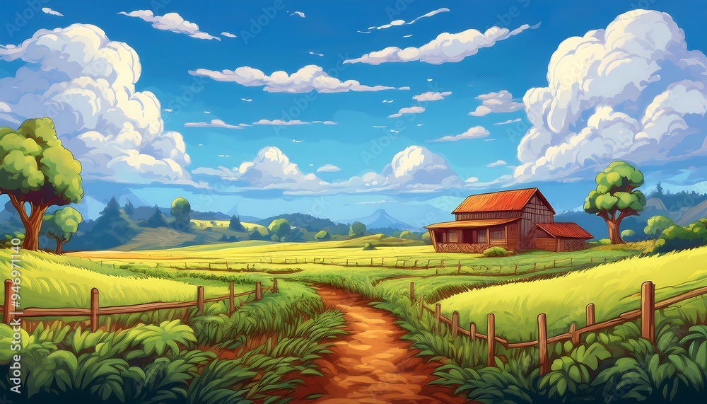 Pixel Art Farm Field - Pixelated game background showcasing a farm ...