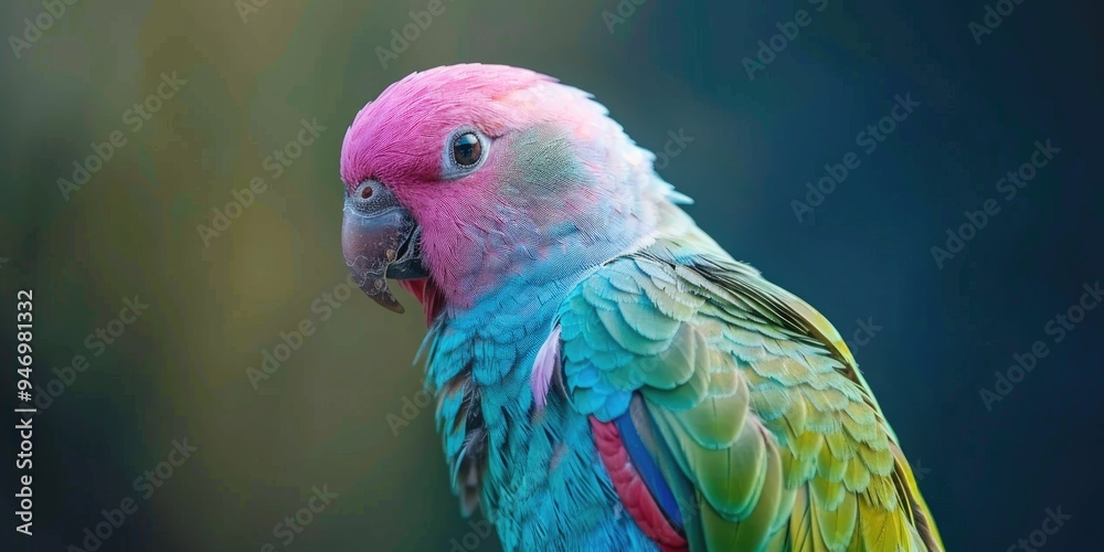 Princess Alexandra parrot featuring a pink neck light blue head and ...