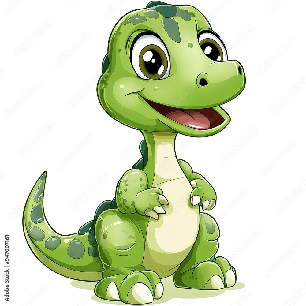 cute happy dinosaur cartoon clipart on plain white background Stock ...