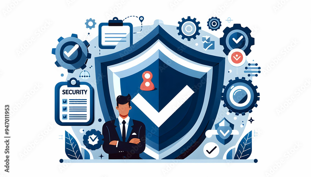 Flat Border Frame with Shield and Tick Mark for Security - Ideal for ...