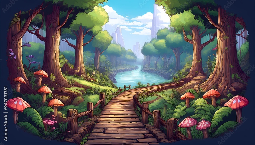 Forest Pathway with Pixelated Details - pixel art scene of a narrow ...