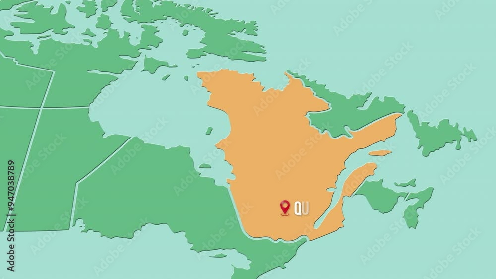 Mapa de Canadá con división política resaltando el territorio de Quebec ...