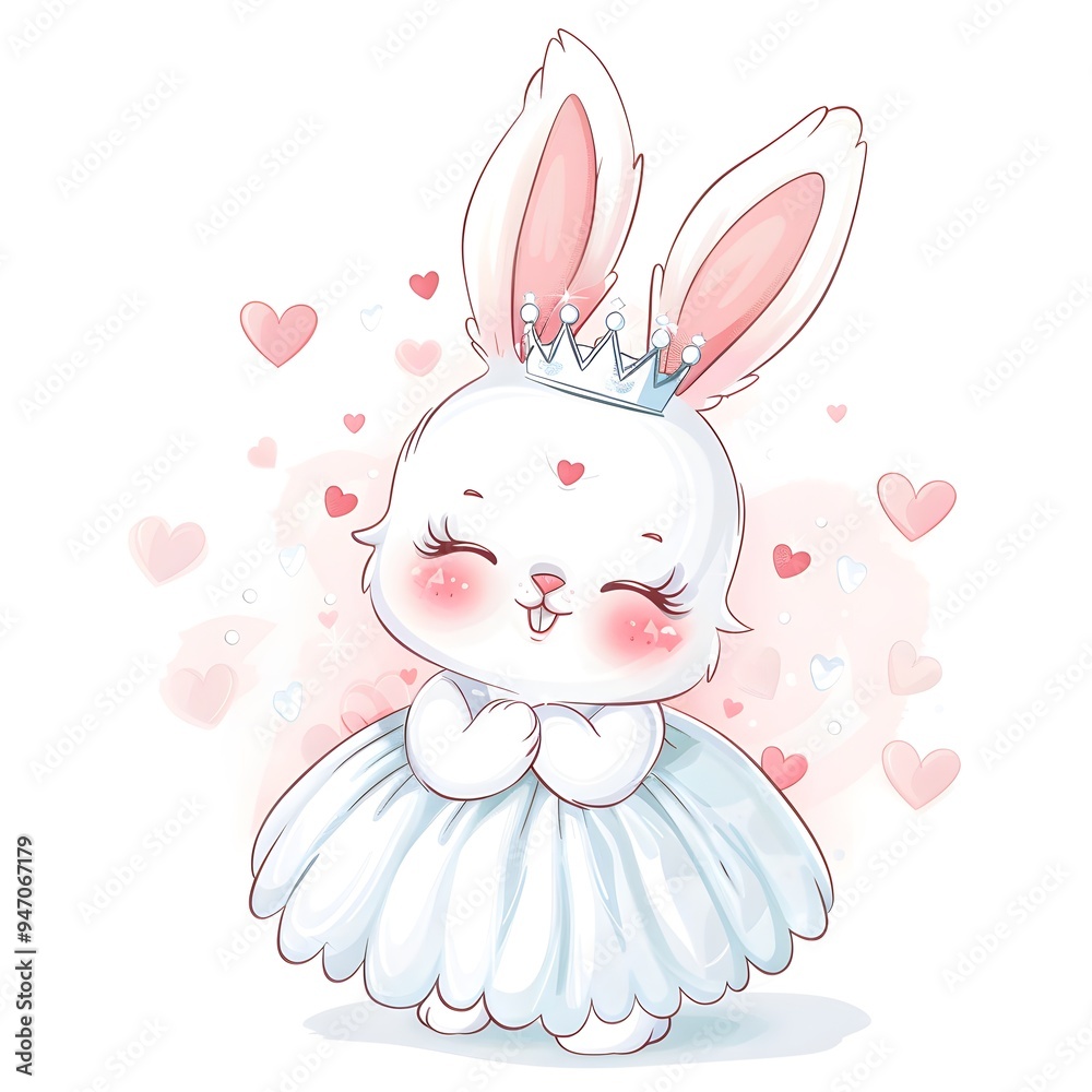 cute bunny rabbit princess dress and tiara, soft fluffy fur puffing out ...