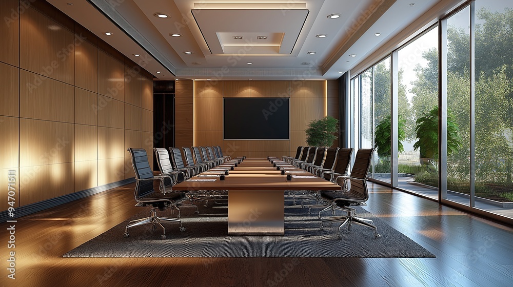 Modern conference room with sleek design and minimalist decor ...