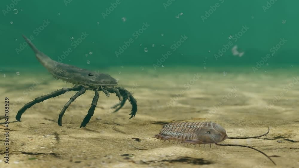 An animation of prehistoric Eurypterid Kokomopterus (Sea Scorpion ...
