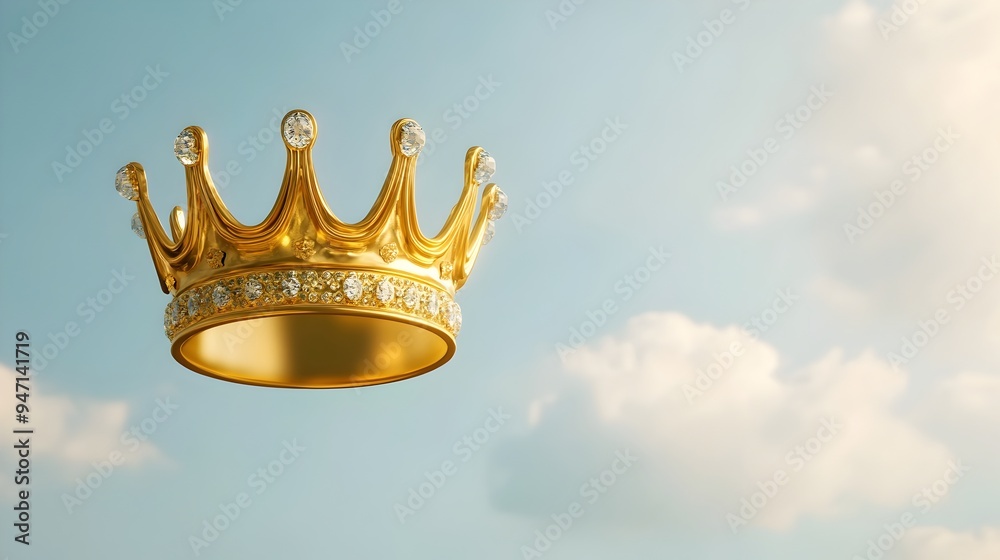Conceptual of a floating crown symbolizing the themes of success ...