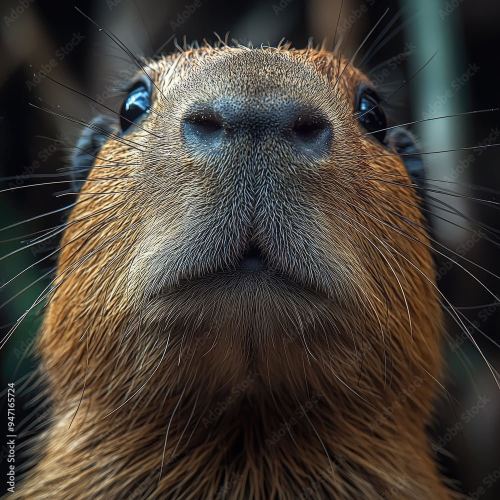 Extra Close-Up of Capybara's Nose with Light and Shadow Play on Thai ...