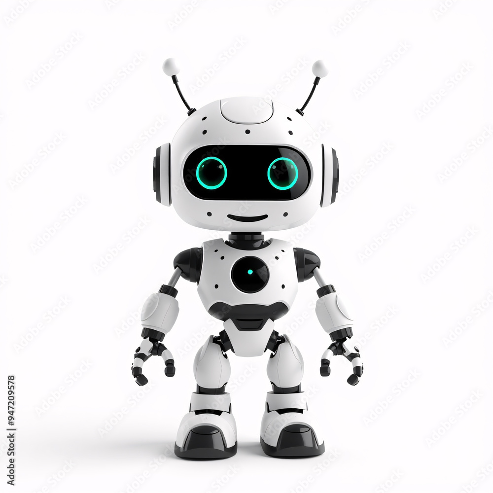 Happy robot. 3d ai character, chat bot mascot isolated on white ...