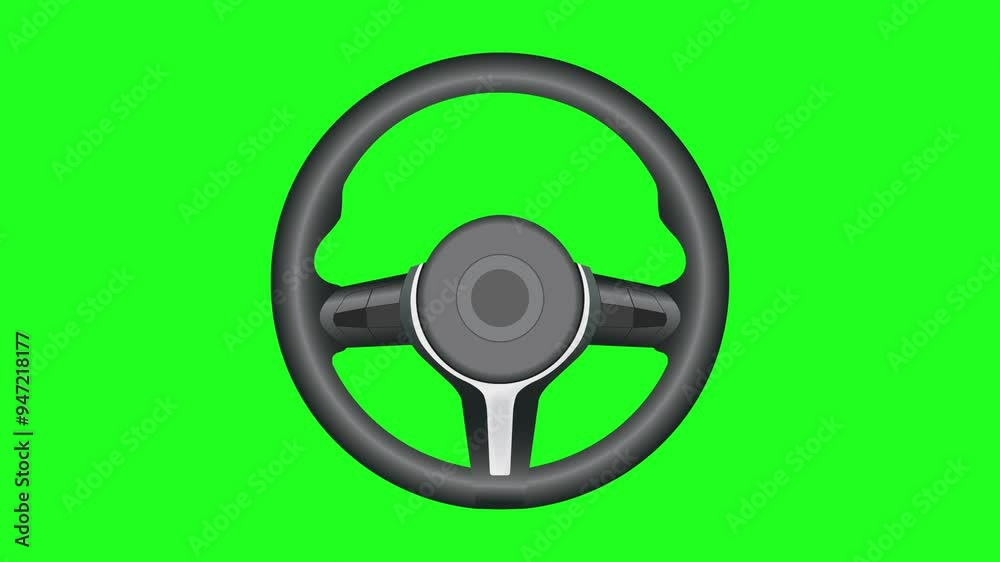 Fast steering wheel 4k Animation on white and green screen for keying ...