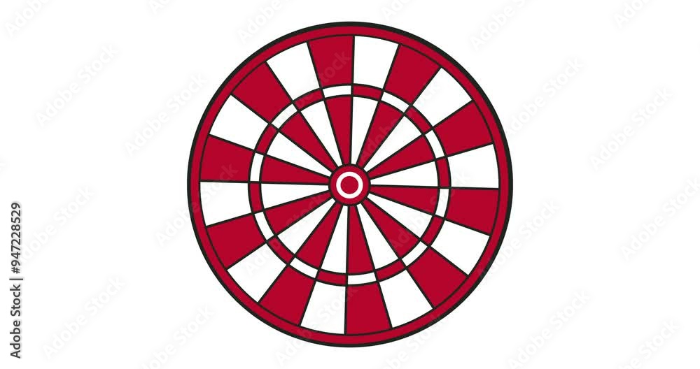 Red Dartboard is rotating seamless loop animation 4k with white and ...