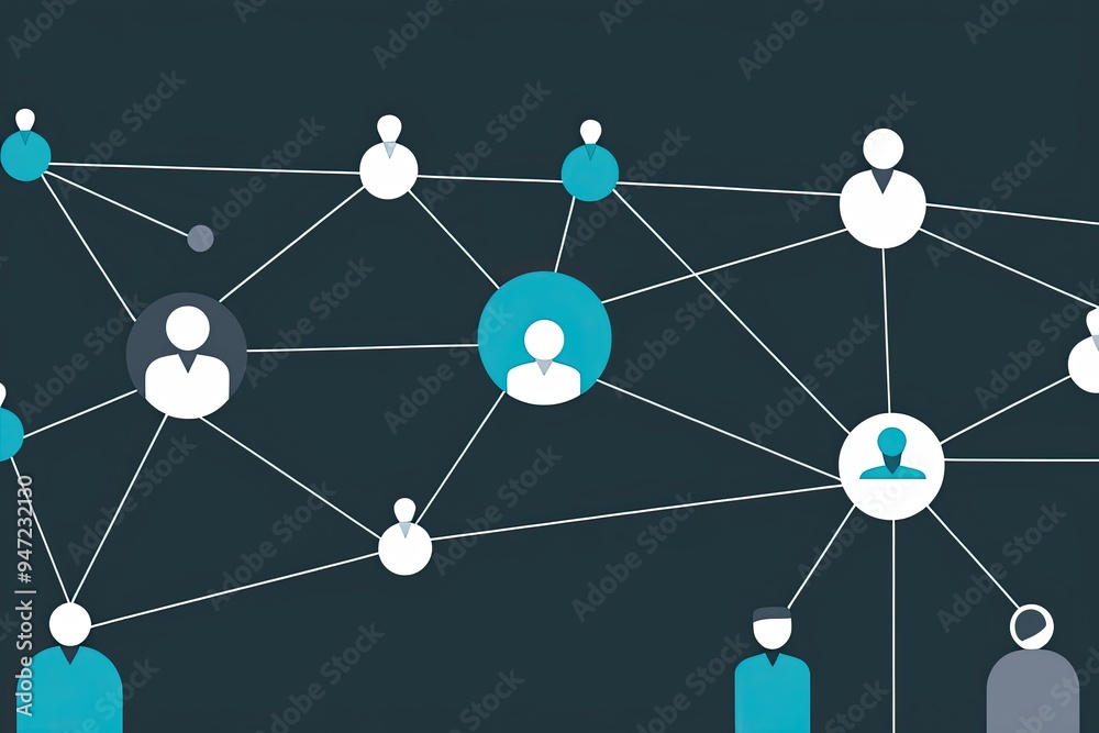 Dynamic Minimalist Figures Illustrating Connection Lines in Teamwork ...