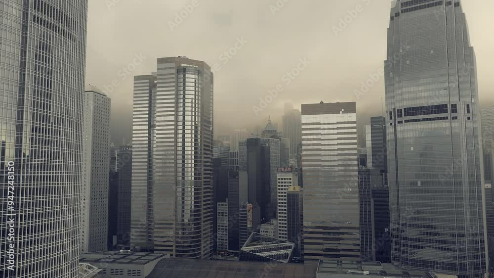 City, buildings and drone of infrastructure development in Hong Kong ...