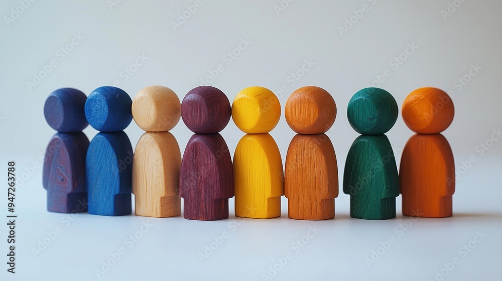 Inclusion, image representing a concept of inclusion, colored wooden ...