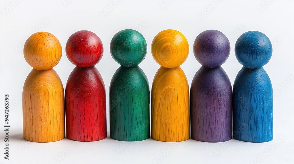 Inclusion, image representing a concept of inclusion, colored wooden ...