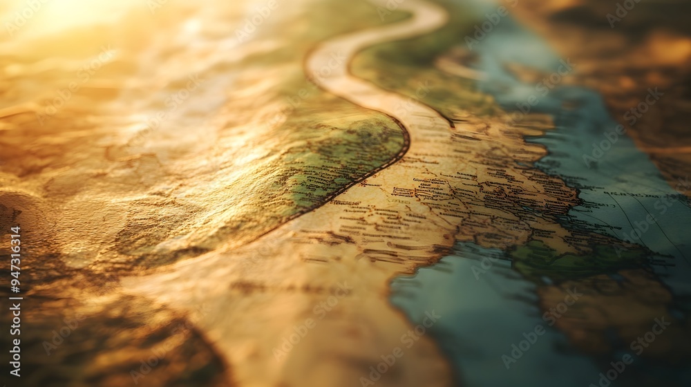 Conceptual image depicting a minimalist map design with a clear ...