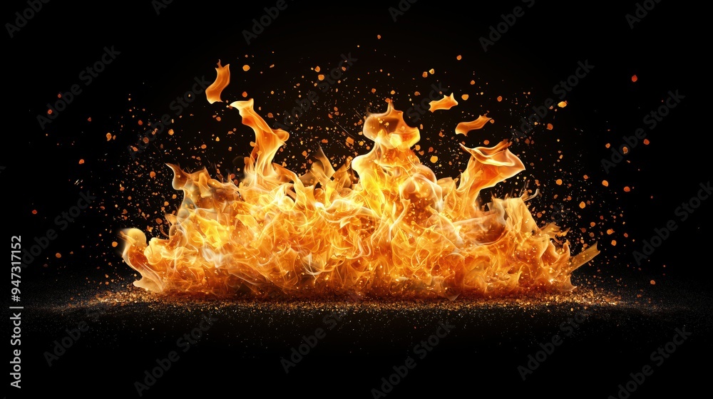 Ultra HD Fire Flames Background with Intense Embers, Realistic Fiery ...