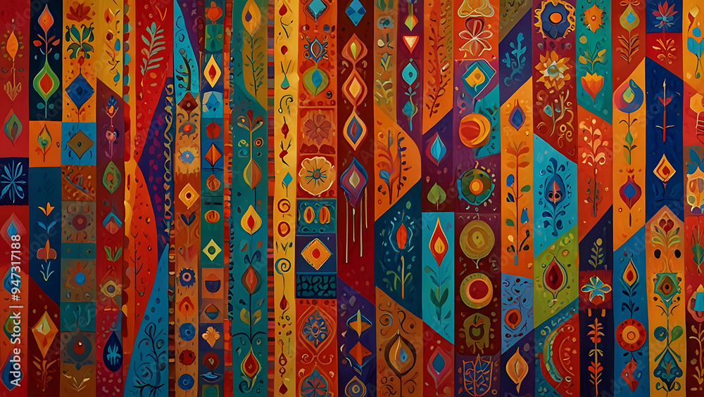 An abstract artwork celebrating community and diversity, using a ...