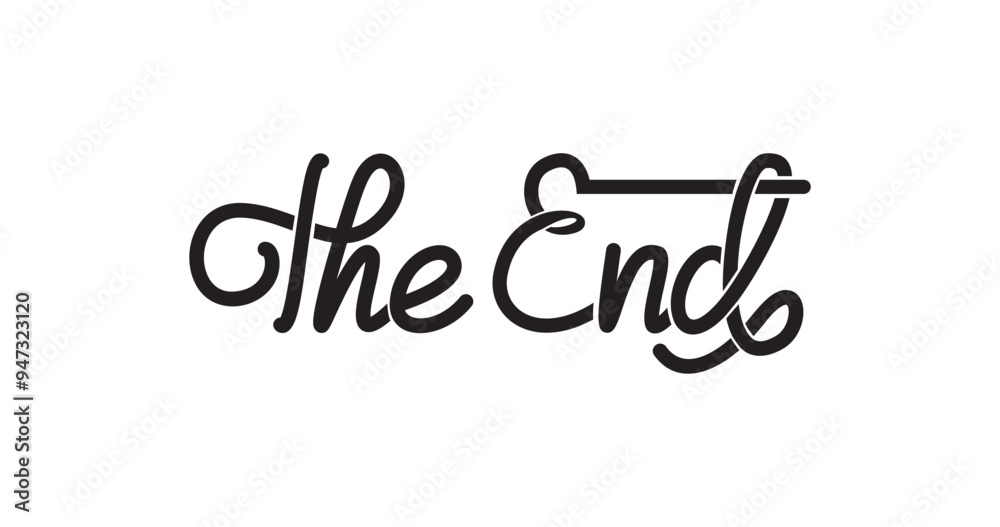 'The end' handwritten text on the transparent background. Calligraphy ...