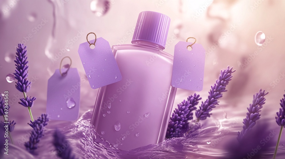 body lotion product photo shoot with lavender buds, realistic hyper ...