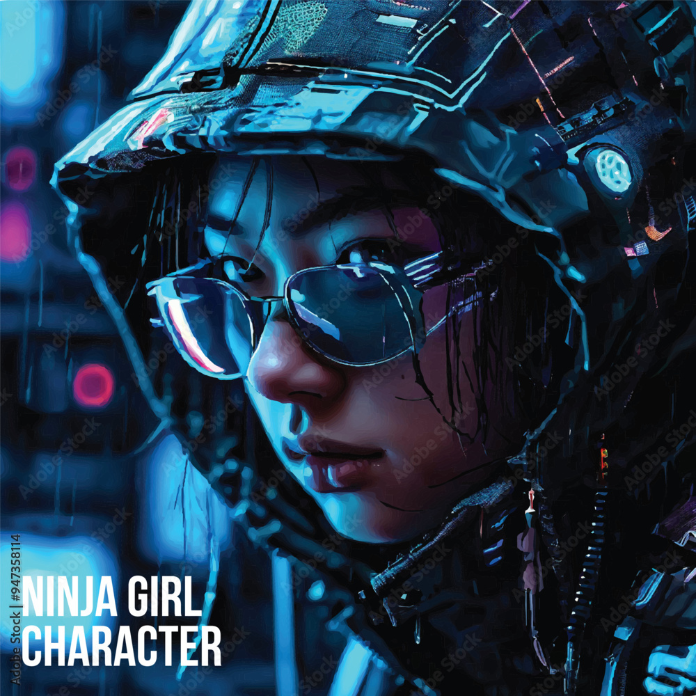 Cyberpunk mascot cartoon character with black background | Cyber Demon ...