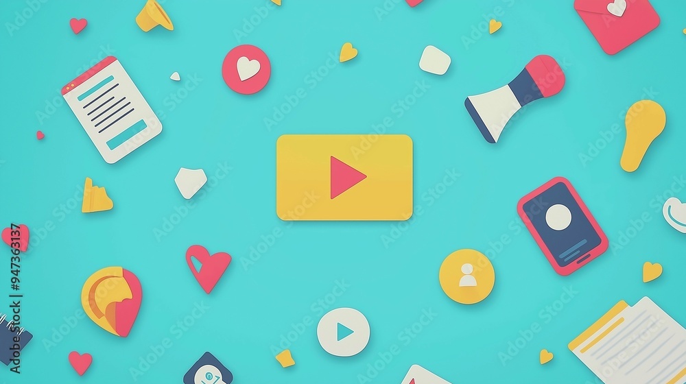 Social media strategy flat design top view influencer marketing theme animation Split ...