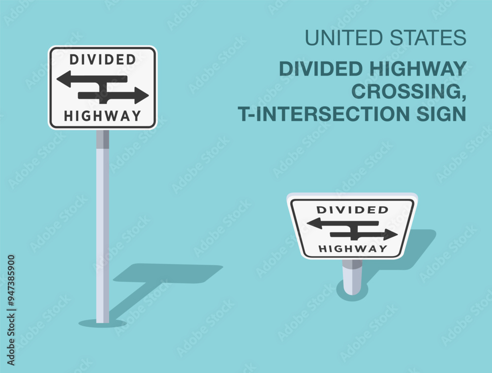 Traffic regulation rules. Isolated United States "divided highway ...