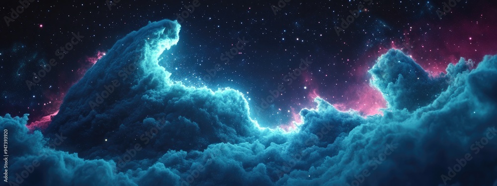 Nebula wave breaking in the stellar emission nebula depicted in a 3D ...