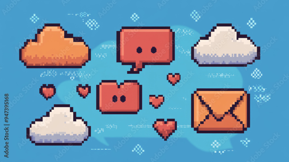 8-bit pixel art speech bubbles and message dialog boxes, vector icons ...