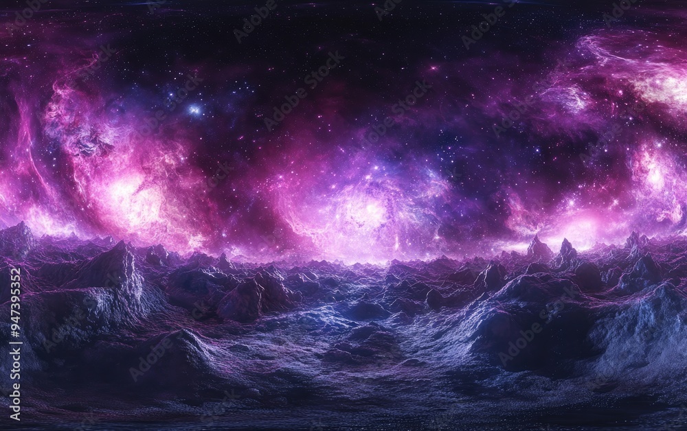 360 degree space nebula panorama with equirectangular projection HDRI ...