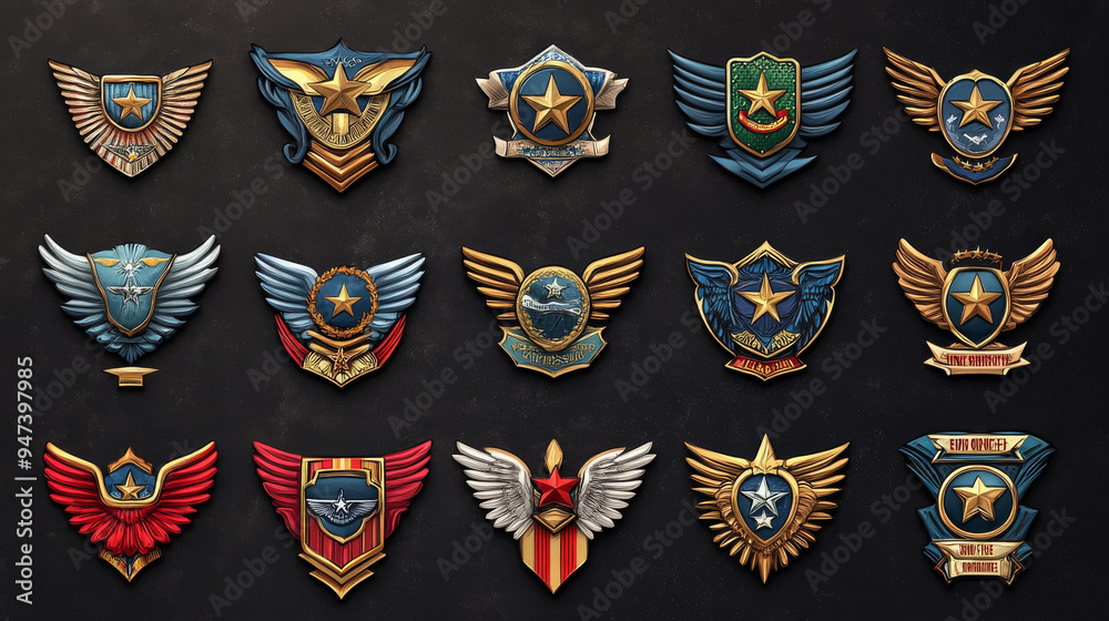 Poster, Foto Army Air Forces badges and airborne unit insignia ...