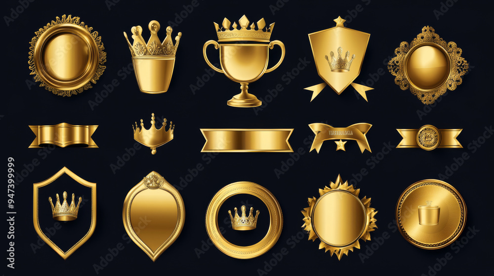 Gold badges and labels, vector design for business. Includes premium ...